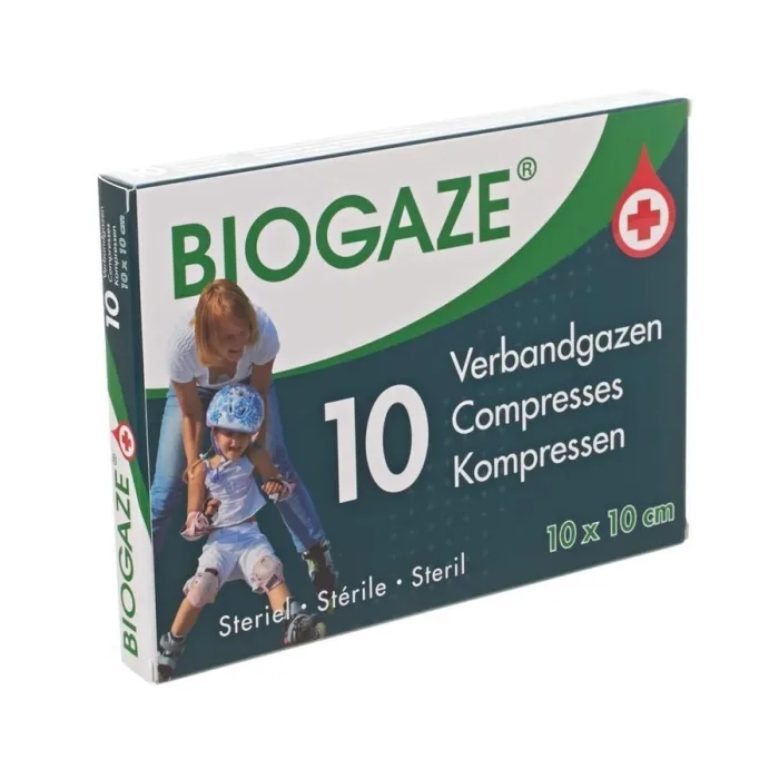 Biogaze verbandgazen 10x10cm steriel 10 stuks | Merkala.nl